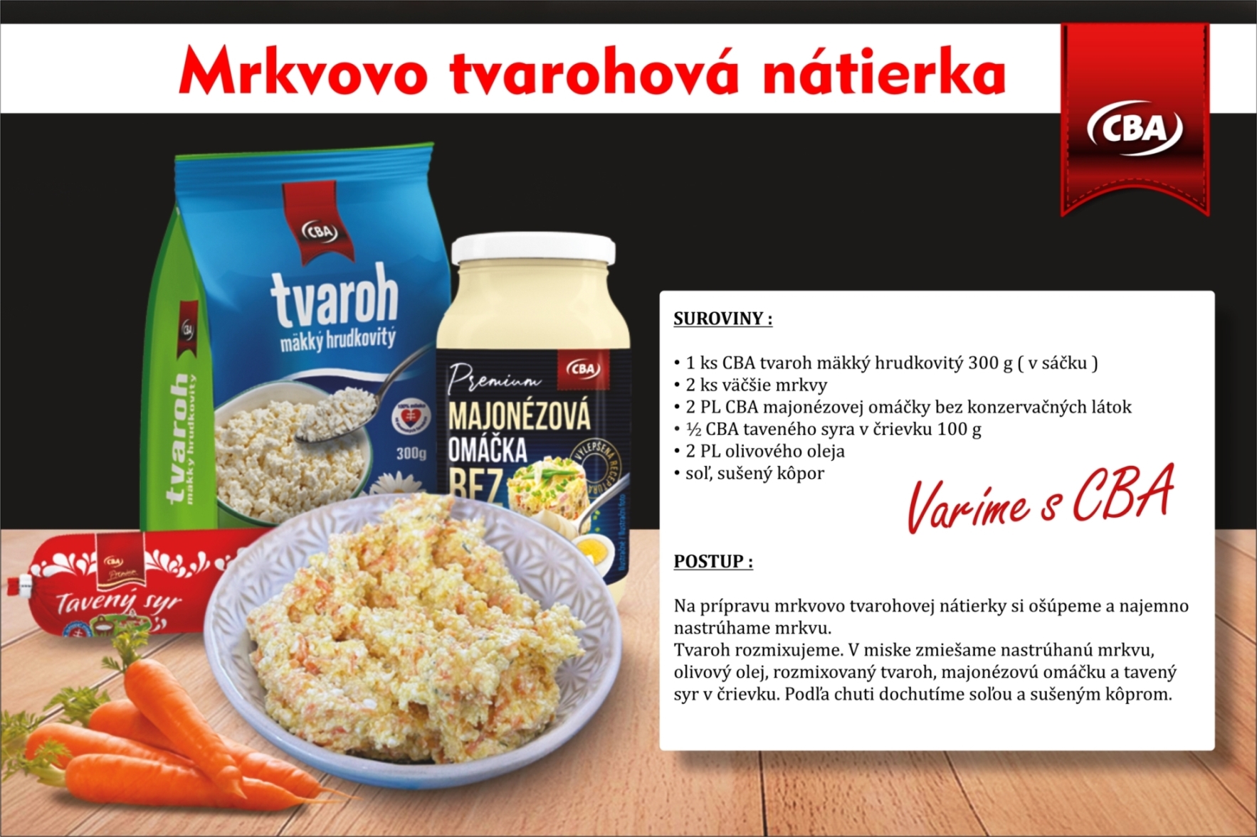 Mrkvovo tvarohová nátierka | CBA SK, a.s.